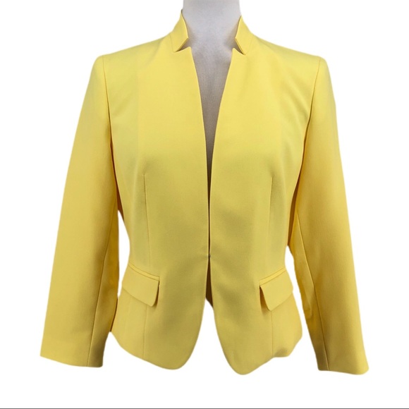 Kasper | Jackets & Coats | Kasper Yellow Sunburst Mandarin Collar Long ...